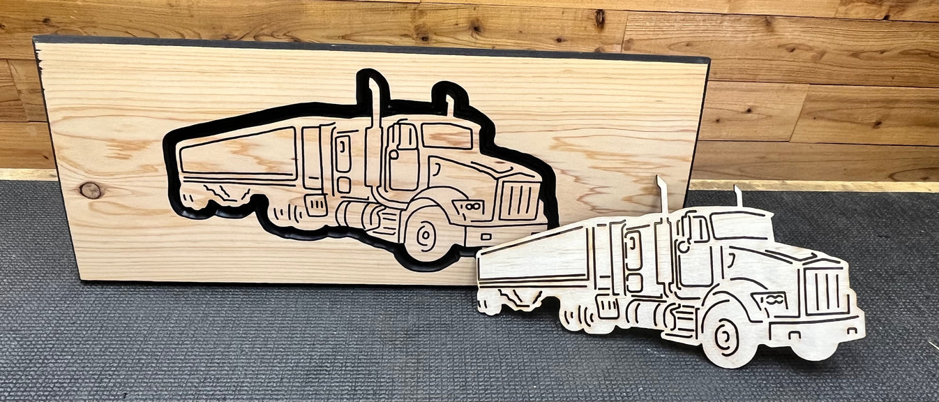 Semi Truck Big Rig Layout Stencil – Make a Wood Sign