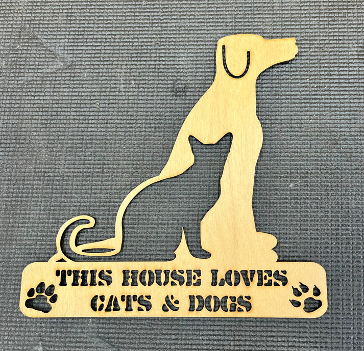 This House Loves Cats and Dogs Layout Stencil – Make a Wood Sign